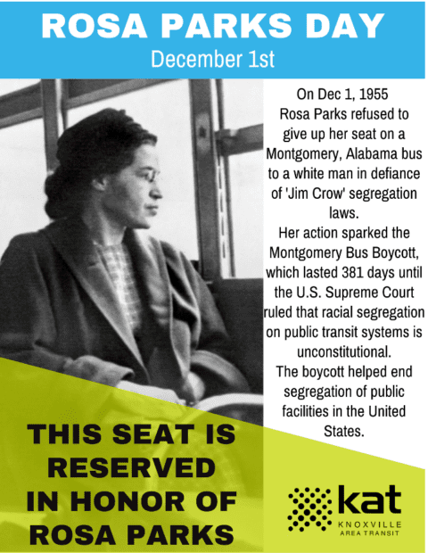 KAT Honors Rosa Parks with an Open Seat on Every Bus - Knoxville Area ...